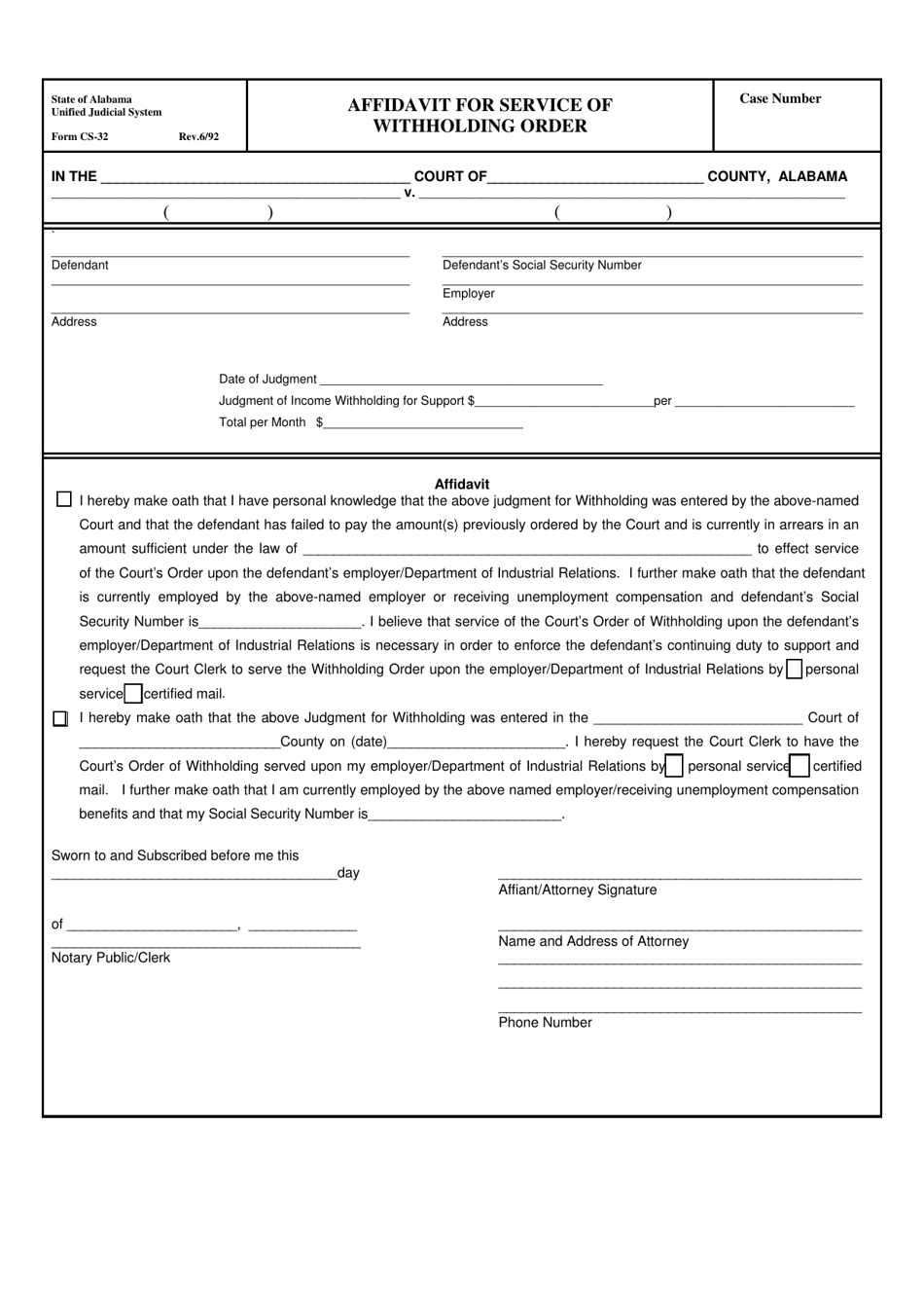 Form CS-32 - Fill Out, Sign Online and Download Fillable PDF, Alabama ...