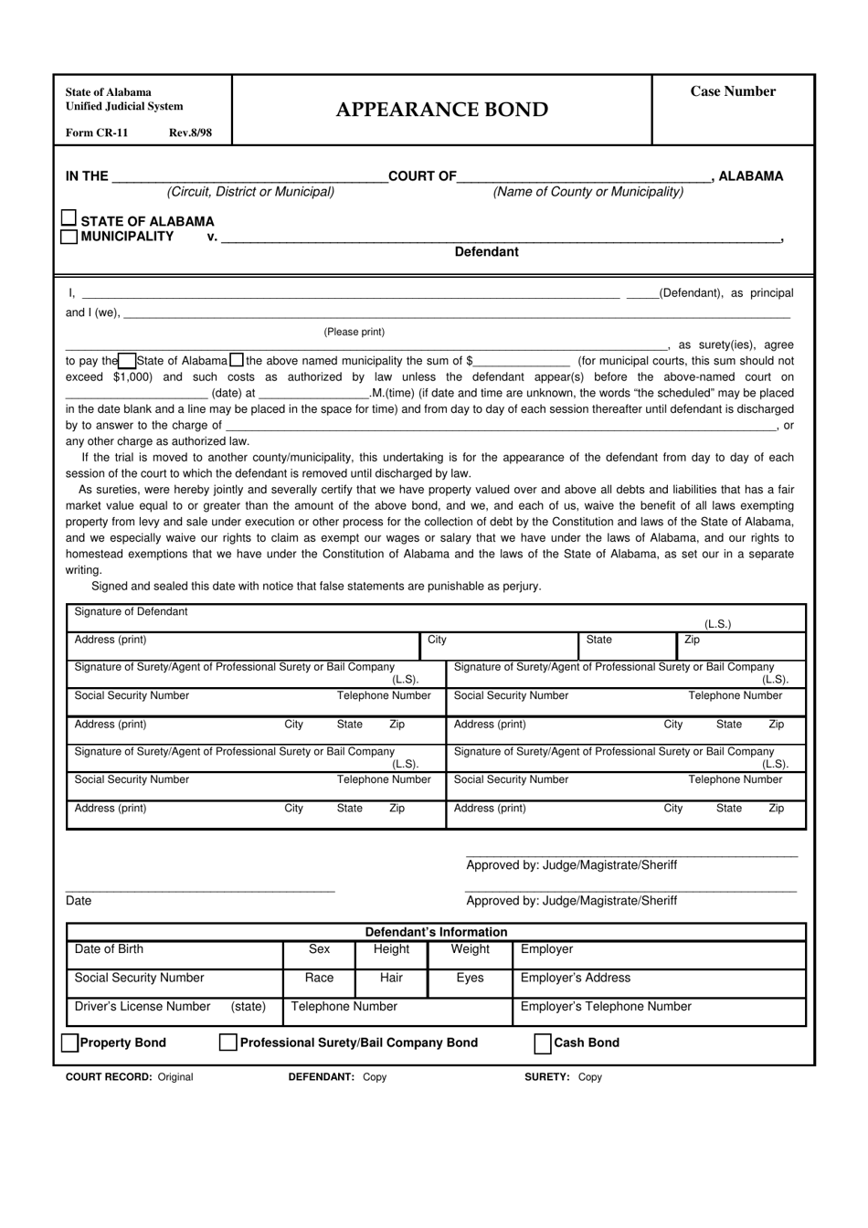 Form CR-11 - Fill Out, Sign Online and Download Fillable PDF, Alabama ...
