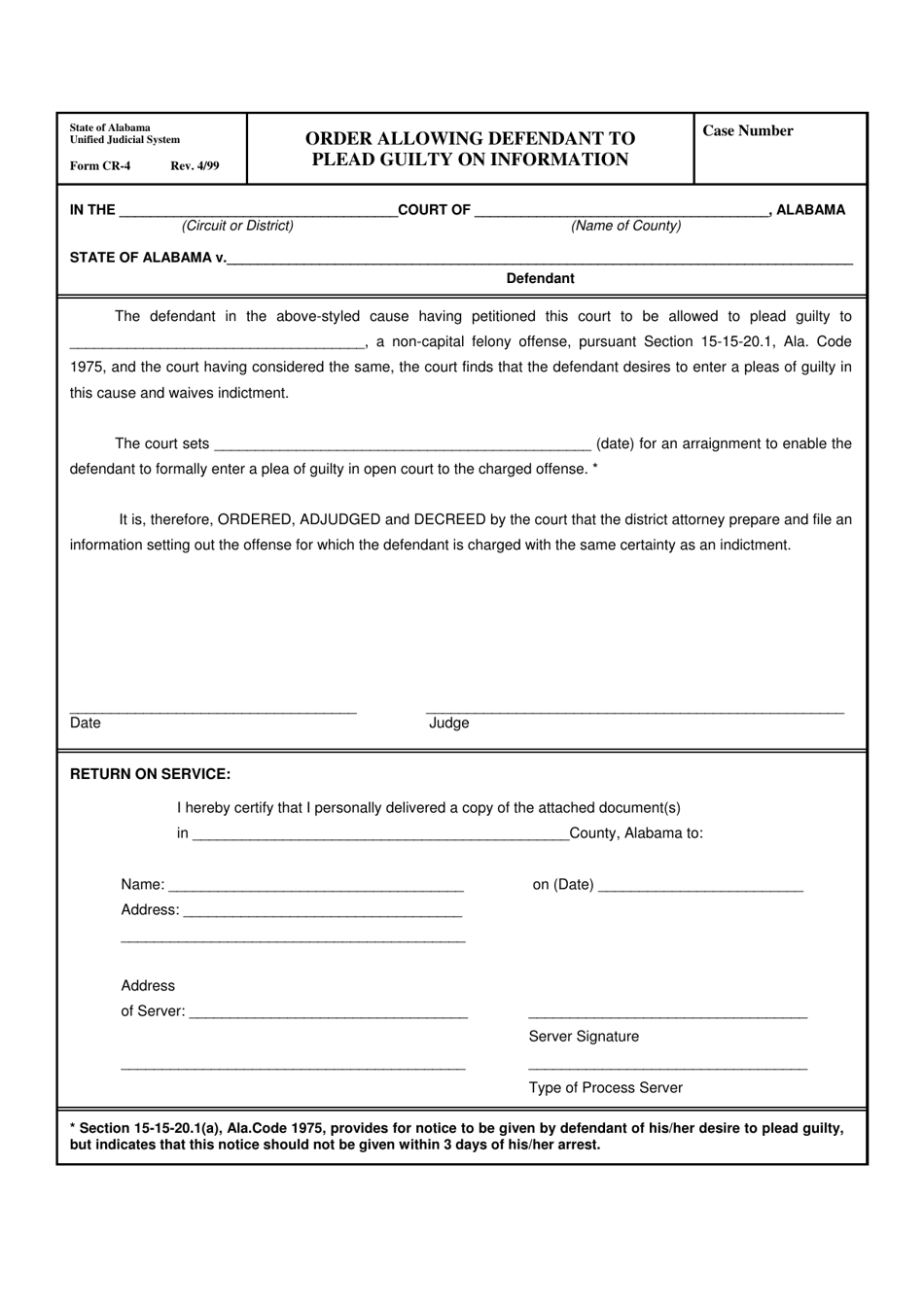 Form CR-4 - Fill Out, Sign Online and Download Fillable PDF, Alabama | Templateroller