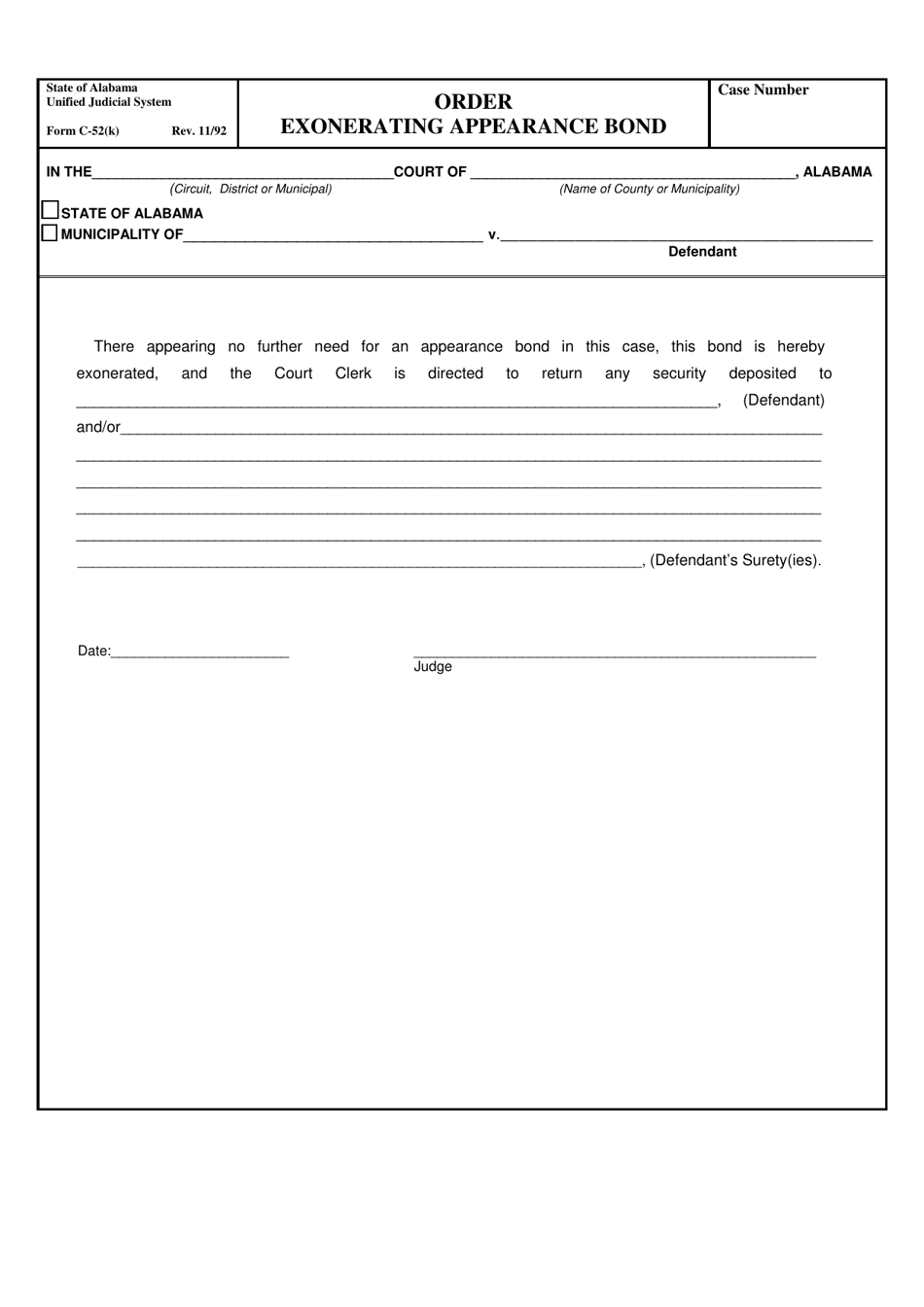 Form C-52(K) - Fill Out, Sign Online and Download Fillable PDF, Alabama ...