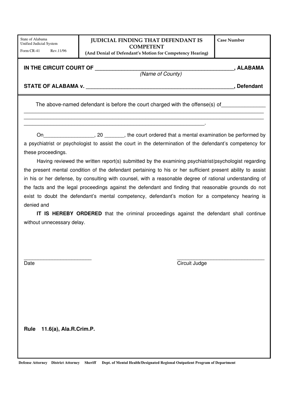 Form CR-41 - Fill Out, Sign Online and Download Fillable PDF, Alabama ...