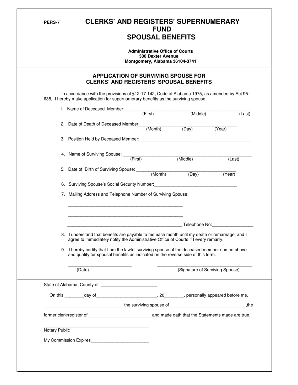 Form PERS-7 - Fill Out, Sign Online and Download Fillable PDF, Alabama ...