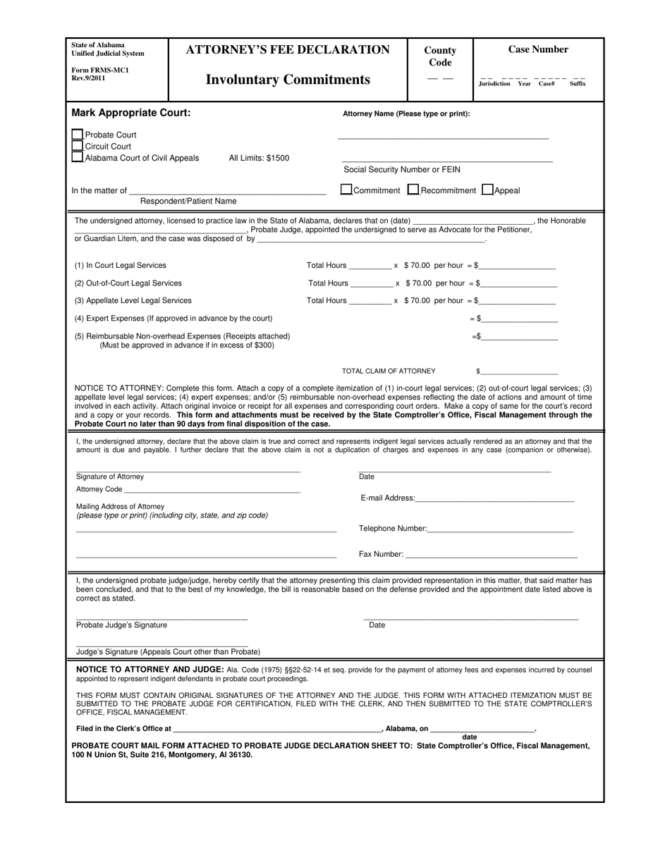 Form FRMS-MC1 - Fill Out, Sign Online and Download Fillable PDF ...