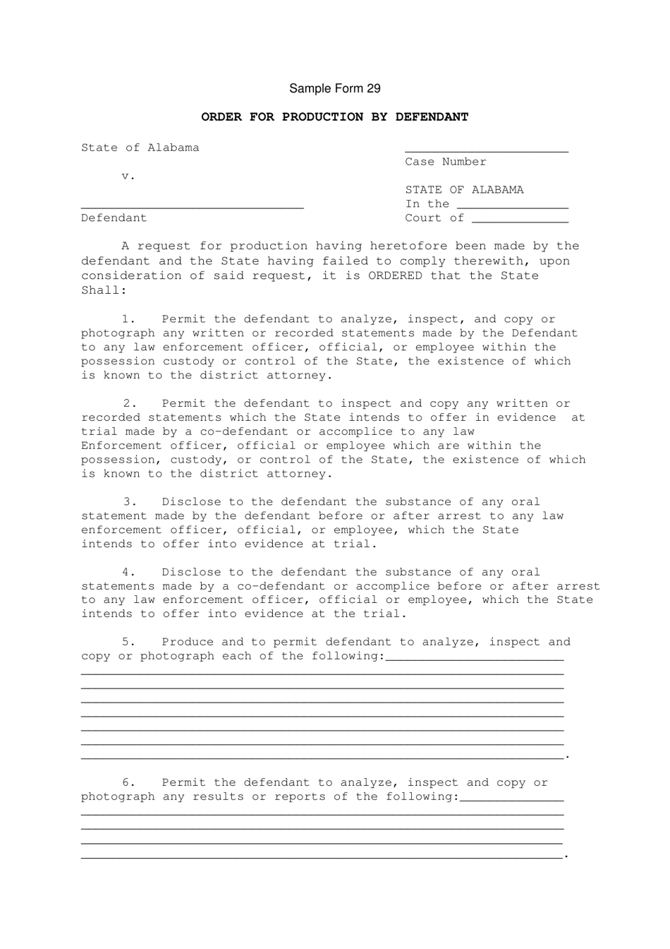 Sample Form 29 - Fill Out, Sign Online and Download Fillable PDF ...