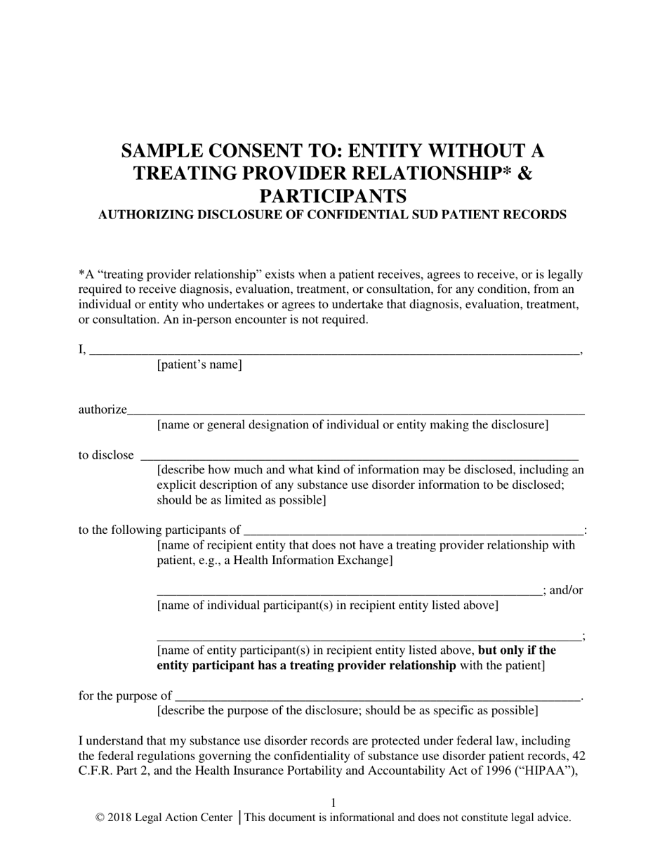 Alabama Sample Consent to: Entity Without a Treating Provider ...