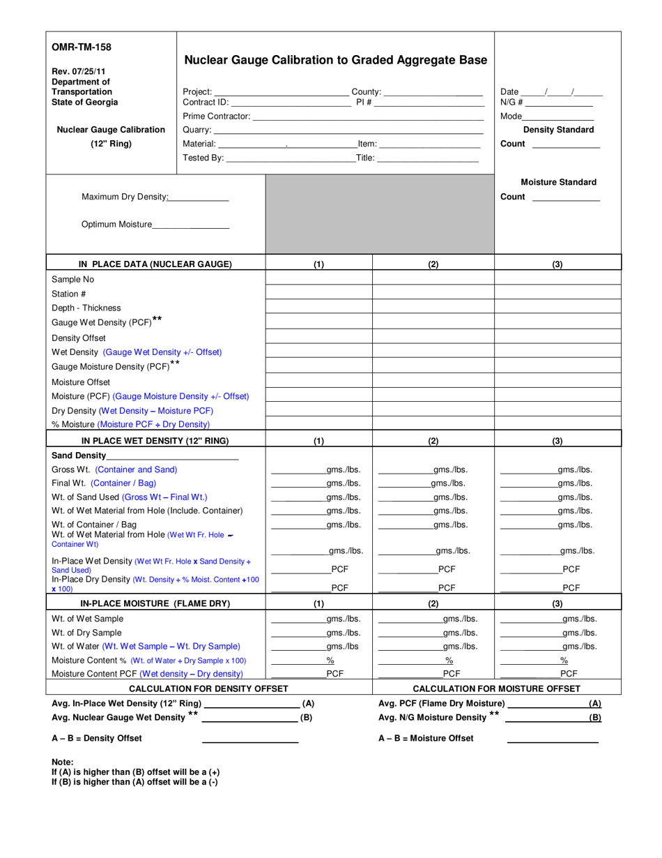 Form OMR-TM-158 - Fill Out, Sign Online and Download Printable PDF ...