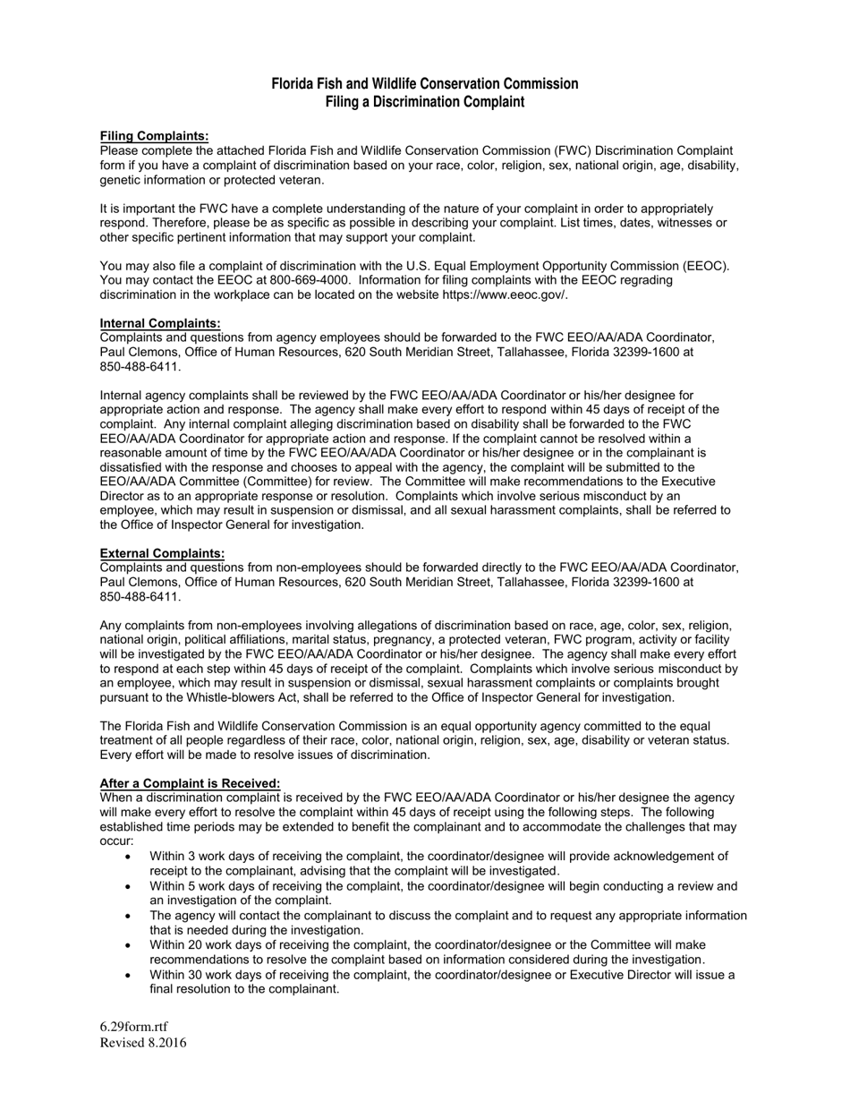 Florida Discrimination Complaint Form - Fill Out, Sign Online and ...