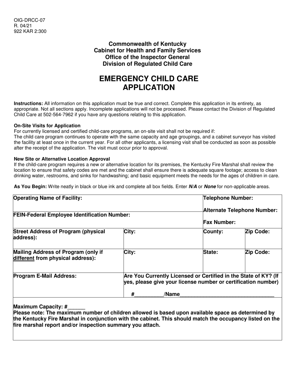 Form OIG-DRCC-07 - Fill Out, Sign Online and Download Printable PDF ...