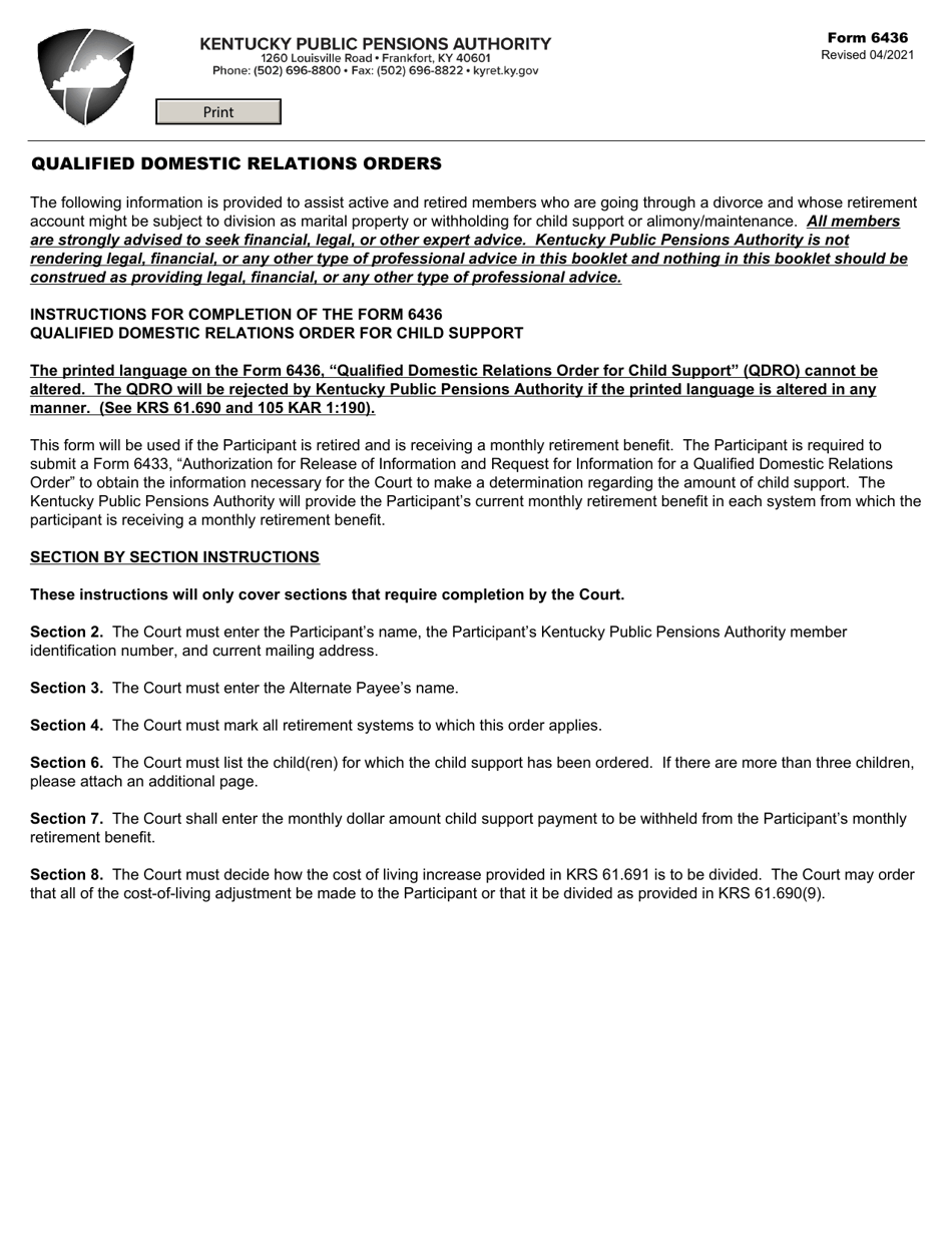 Form 6436 - Fill Out, Sign Online and Download Fillable PDF, Kentucky ...