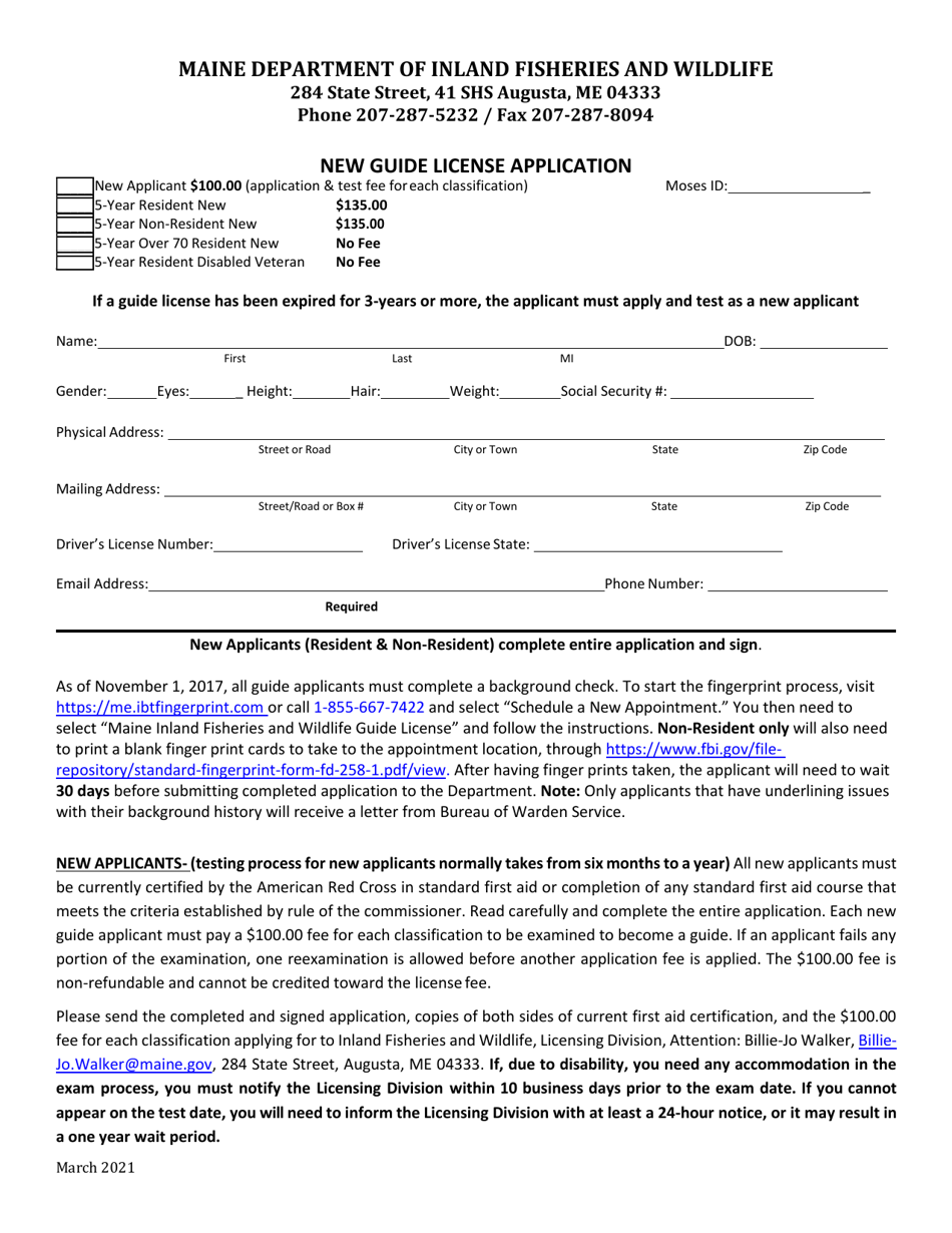 Maine New Guide License Application - Fill Out, Sign Online and ...
