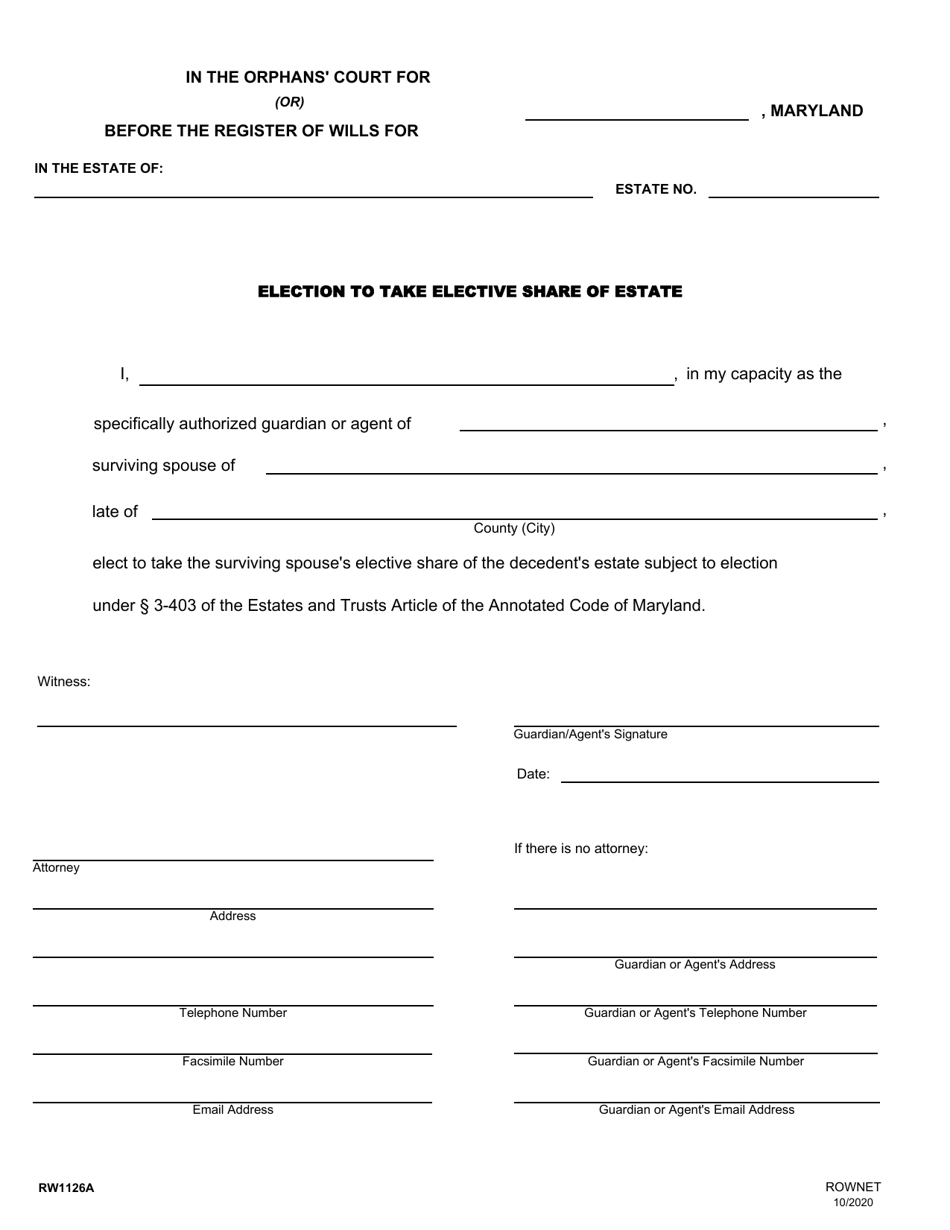 Form RW1126A - Fill Out, Sign Online and Download Fillable PDF ...