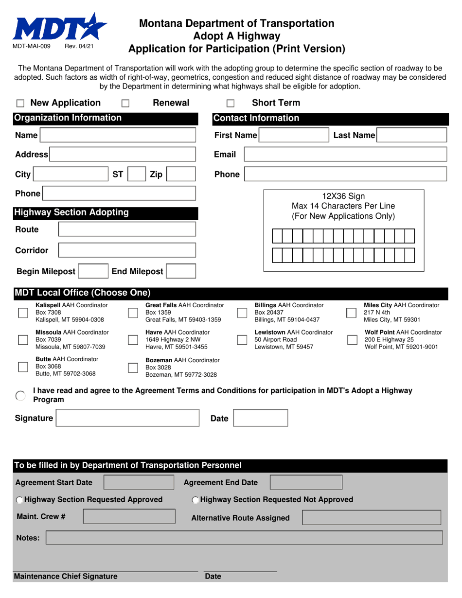 Form MDT-MAI-009 - Fill Out, Sign Online and Download Fillable PDF ...