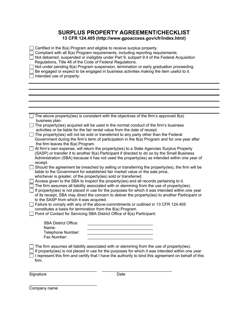 Louisiana Surplus Property Agreement/Checklist - Fill Out, Sign Online ...