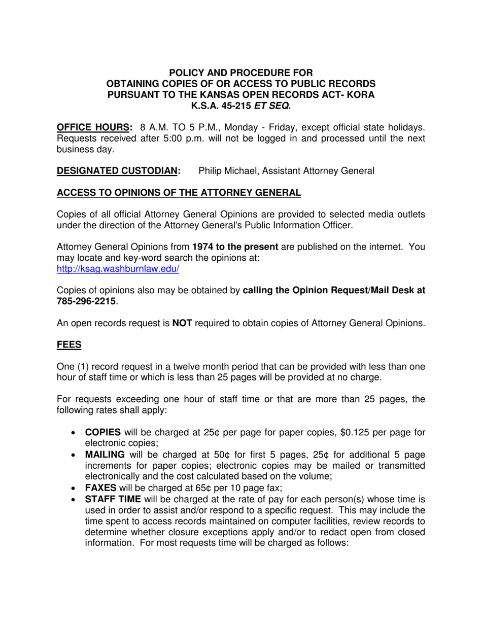 Kansas Kansas Attorney General's Records Request - Fill Out, Sign ...