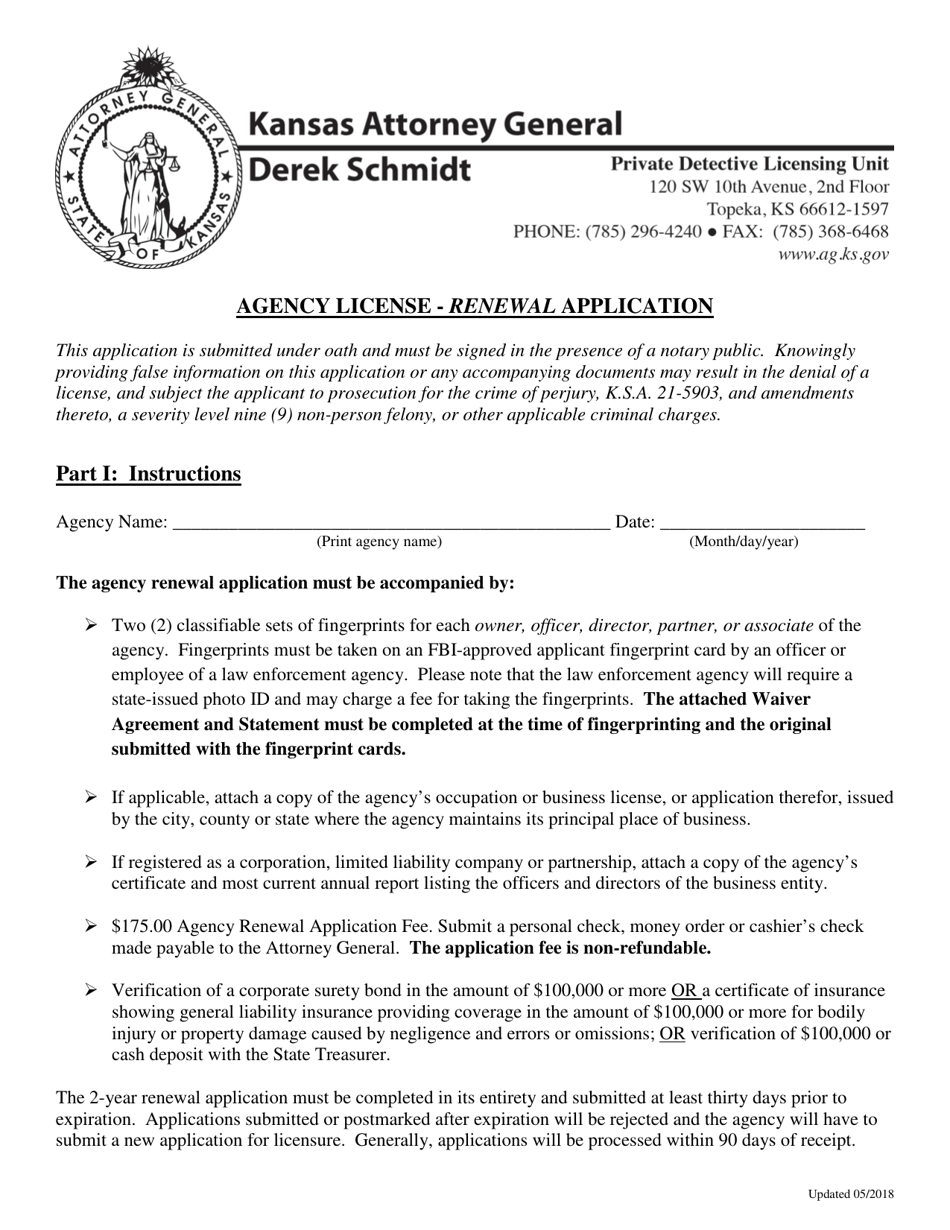 Kansas Agency License - Renewal Application - Fill Out, Sign Online and ...