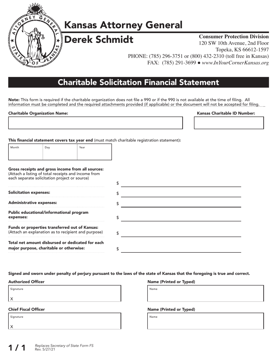 Kansas Charitable Solicitation Financial Statement - Fill Out, Sign ...