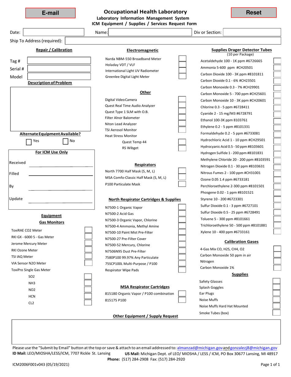 Form ICM2006F001 Download Fillable PDF or Fill Online Icm Equipment/Supplies/Services Request ...