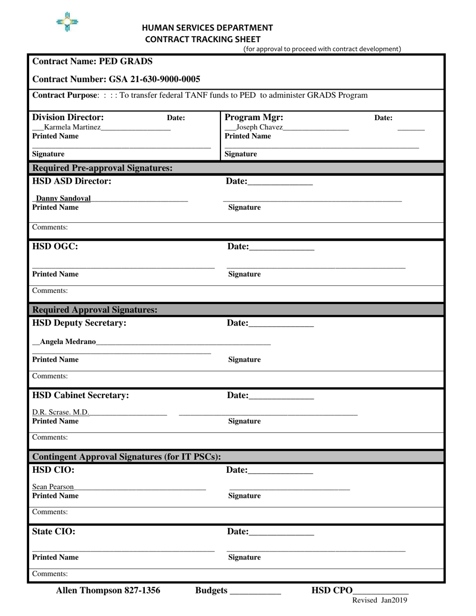 New Mexico Contract Tracking Sheet - Fill Out, Sign Online and Download ...