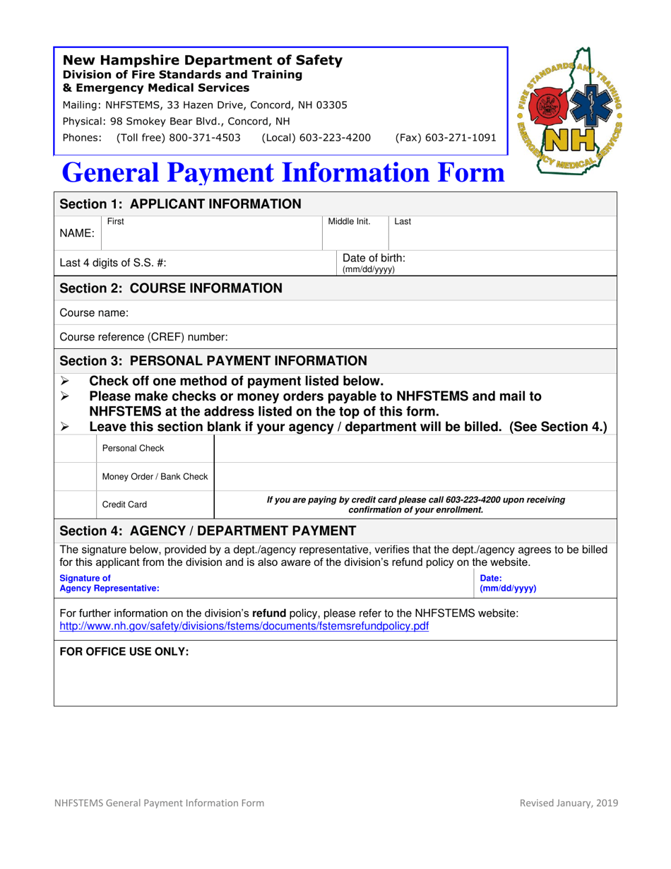 New Hampshire General Payment Information Form - Fill Out, Sign Online ...