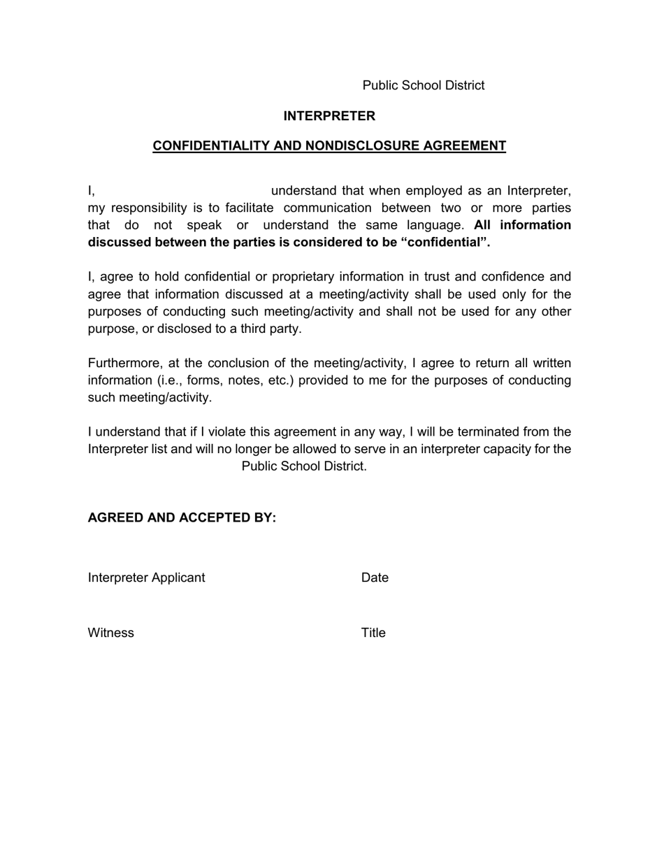 North Dakota Interpreter Confidentiality and Nondisclosure Agreement ...