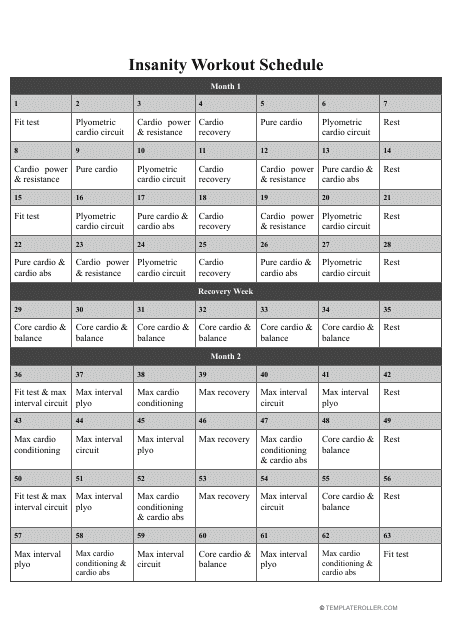 Insanity Workout Schedule Download Printable Pdf Templateroller Insanity Workout Schedule Download Printable Pdf Templateroller