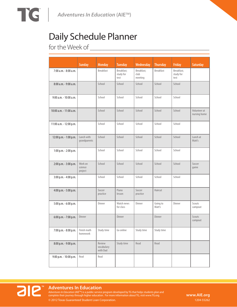 Texas Daily Schedule Planner Template Download Printable PDF ...