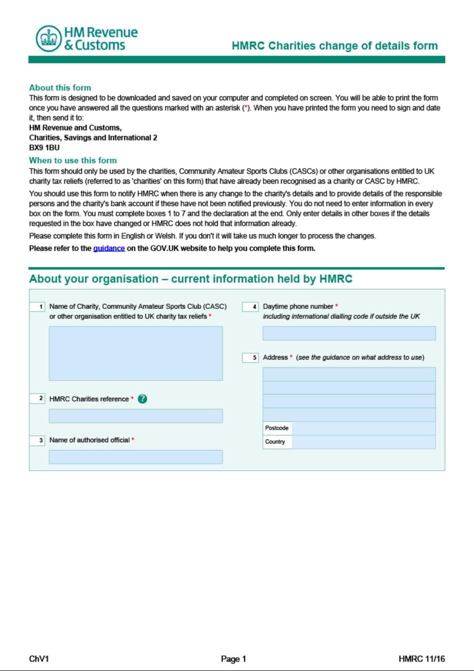 Form ChV1 - Fill Out, Sign Online and Download Fillable PDF, United ...