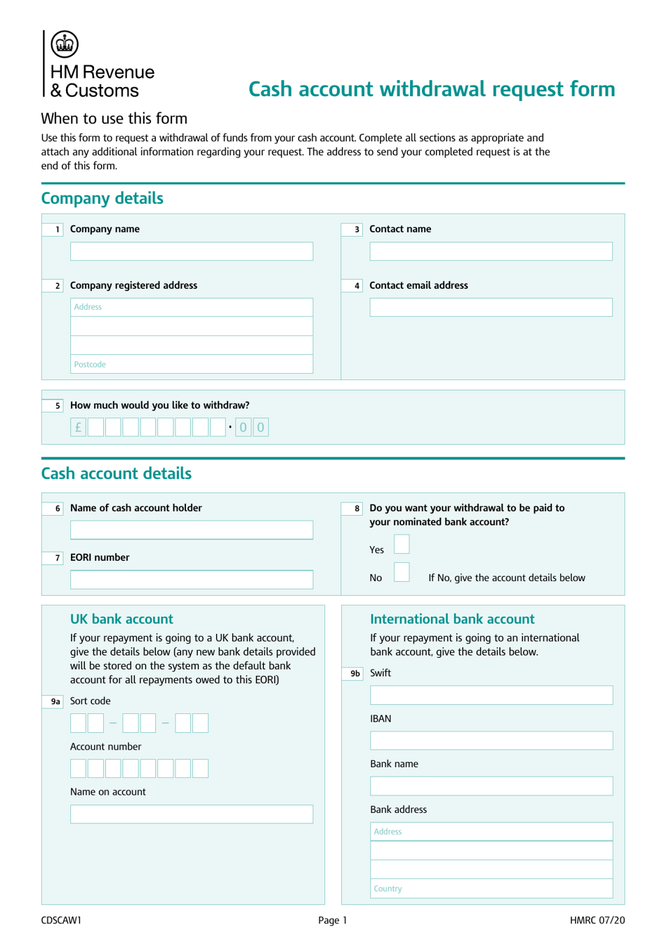 Form CDSCAW1 - Fill Out, Sign Online and Download Printable PDF, United ...