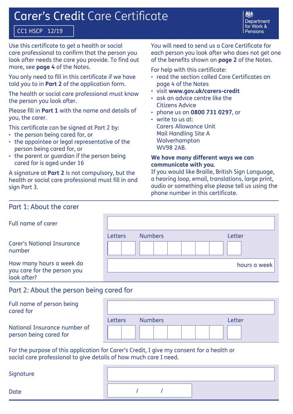 Form CC1 HSCP - Fill Out, Sign Online and Download Printable PDF ...