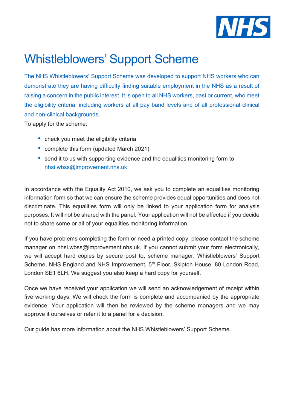 United Kingdom Whistleblowers' Support Scheme Application Form - Fill ...