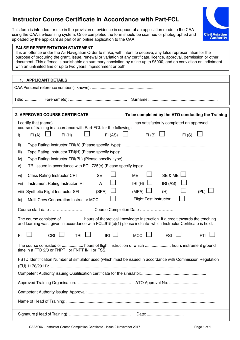 Form CAA5006 - Fill Out, Sign Online and Download Fillable PDF, United ...