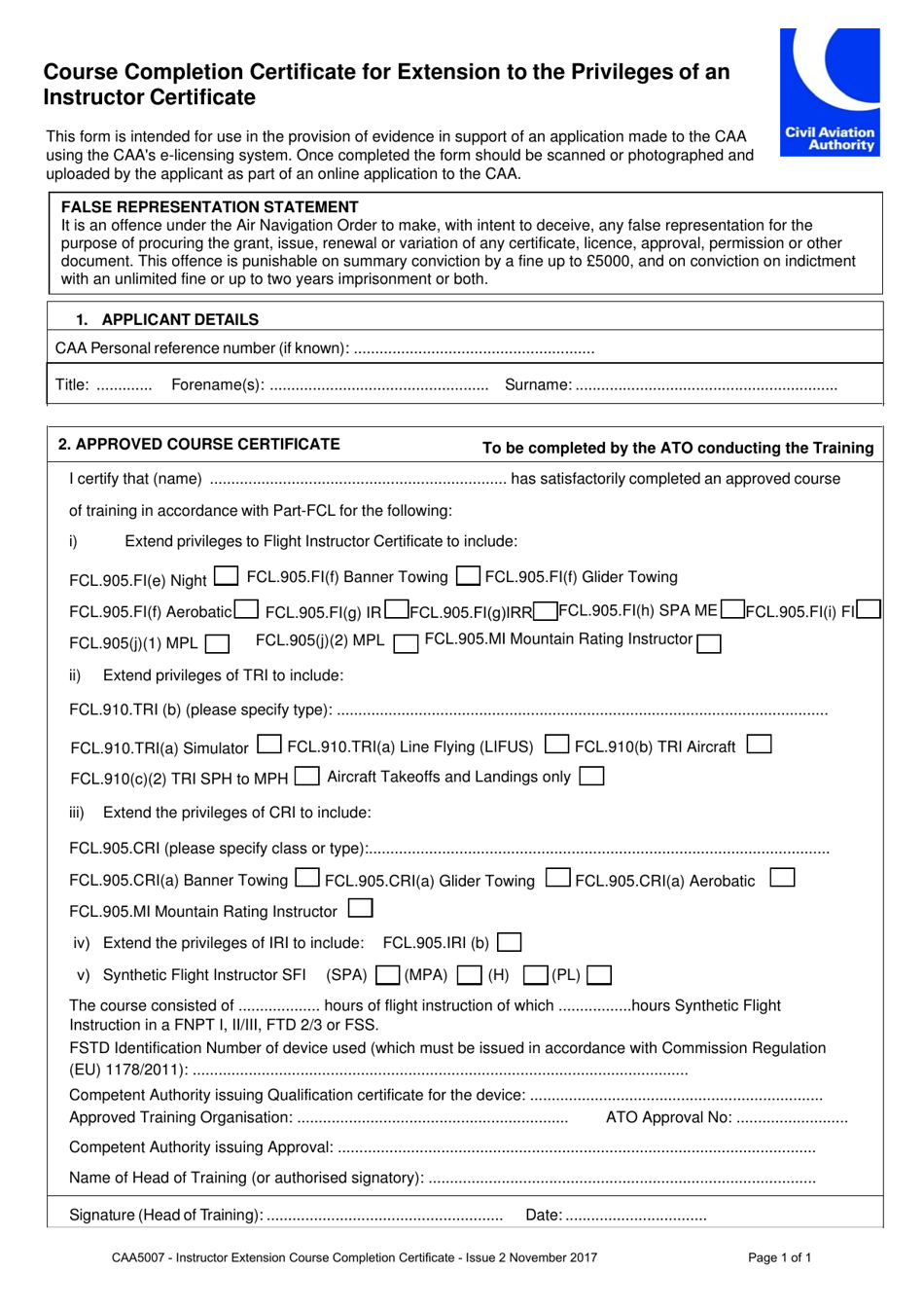 Form CAA5007 - Fill Out, Sign Online and Download Fillable PDF, United ...