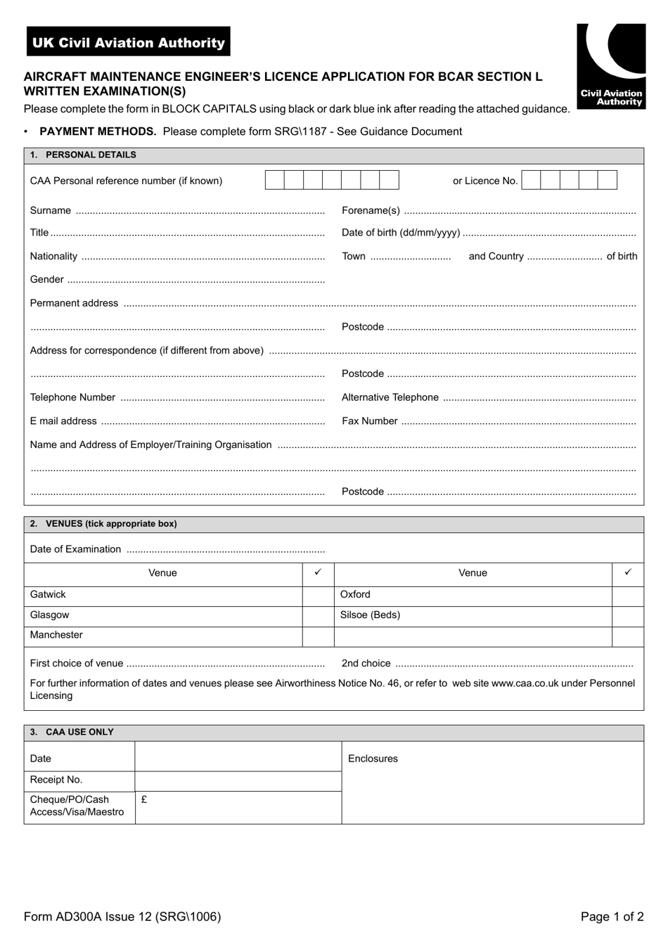 Form SRG\1006 (AD300A) - Fill Out, Sign Online and Download Fillable ...