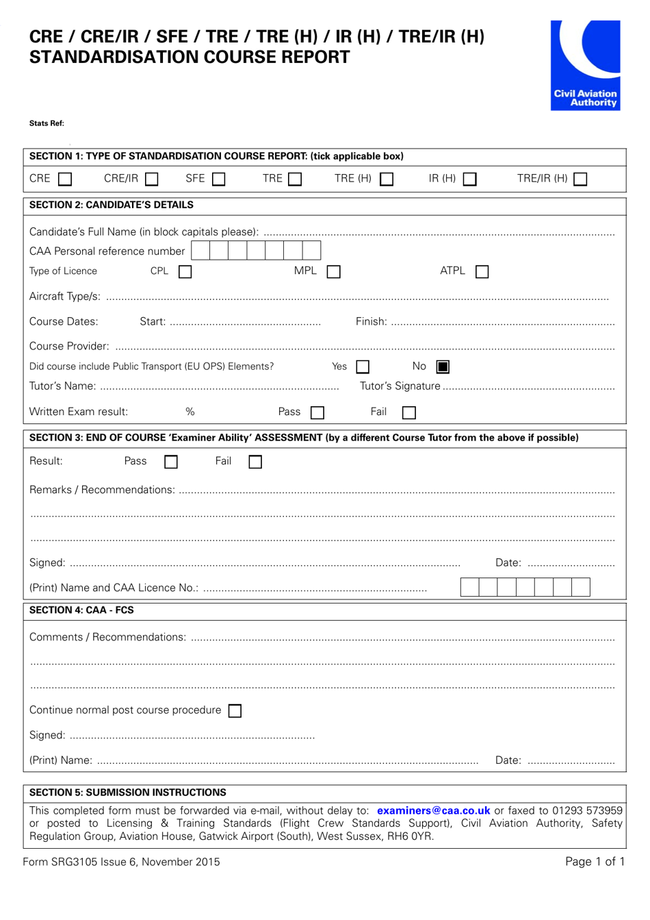 Form SRG3105 - Fill Out, Sign Online and Download Fillable PDF, United ...