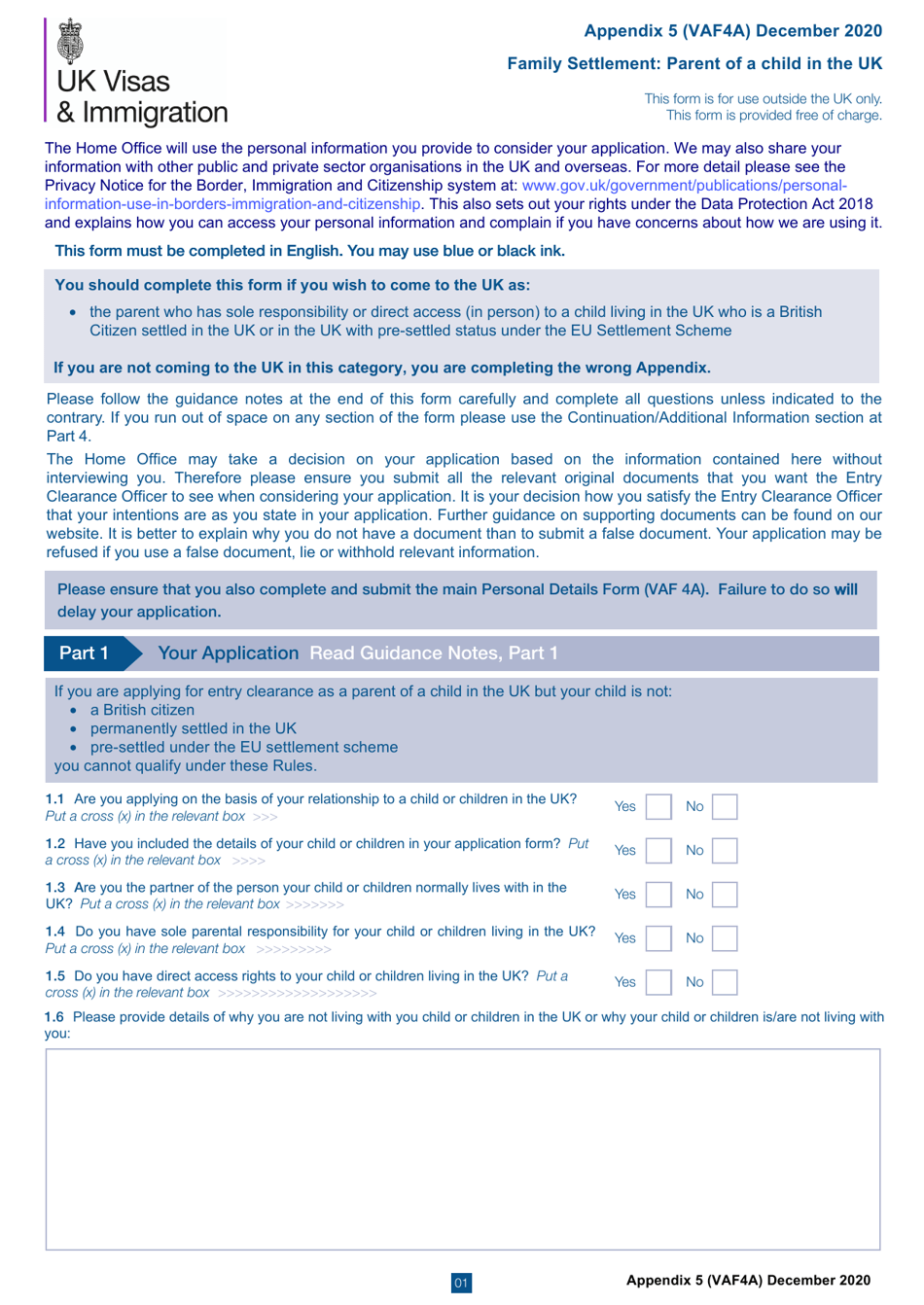 Form VAF4A Appendix 5 - Fill Out, Sign Online and Download Printable ...