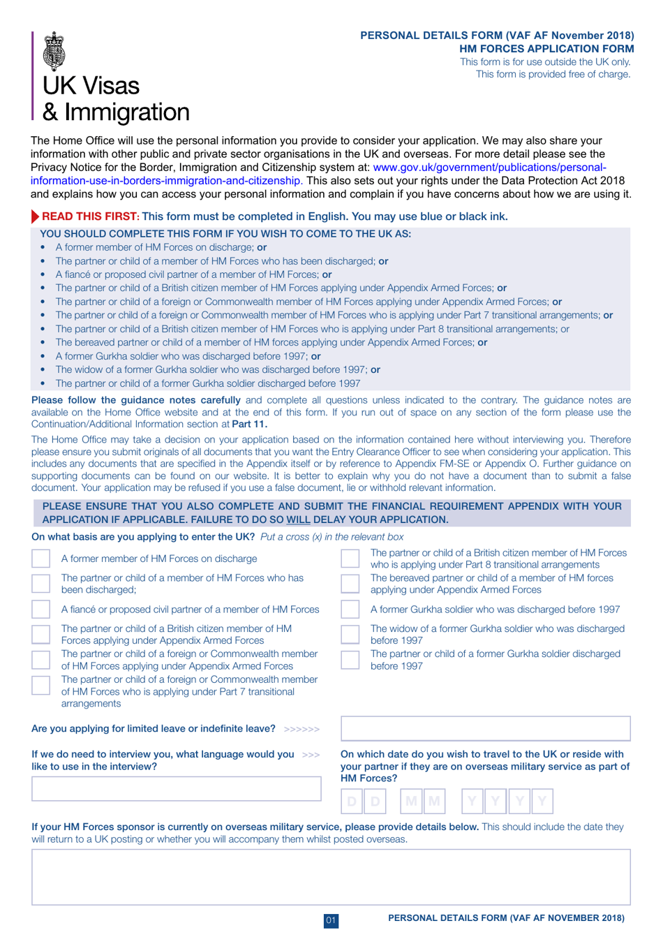 Form VAF AF - Fill Out, Sign Online and Download Printable PDF, United ...