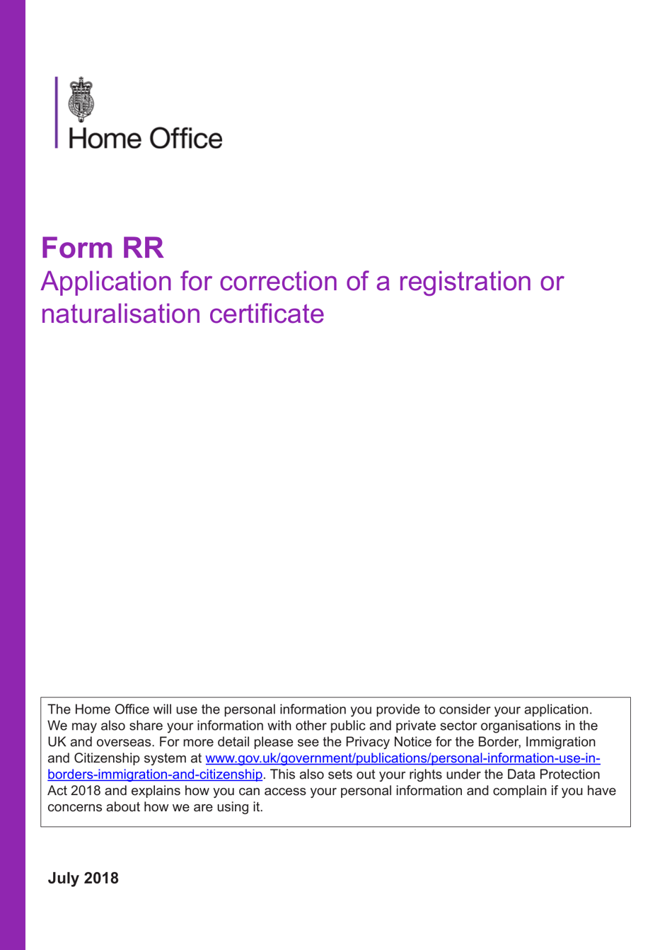 Form RR - Fill Out, Sign Online and Download Printable PDF, United ...