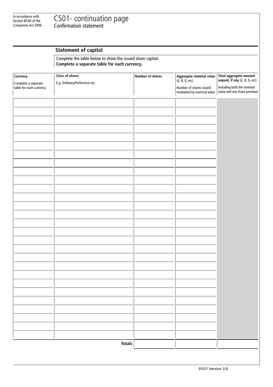 Form CS01 Download Fillable PDF or Fill Online Confirmation Statement ...