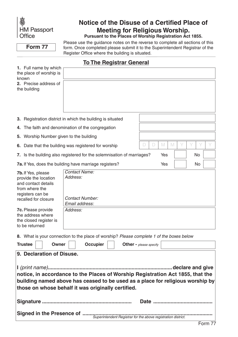 Form 77 - Fill Out, Sign Online and Download Printable PDF, United ...