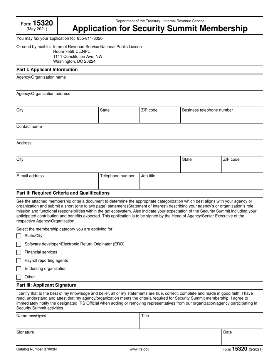IRS Form 15320 - Fill Out, Sign Online and Download Fillable PDF ...