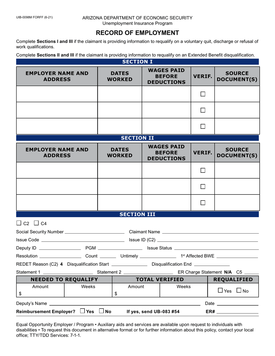 Form UIB-0098M - Fill Out, Sign Online and Download Fillable PDF ...