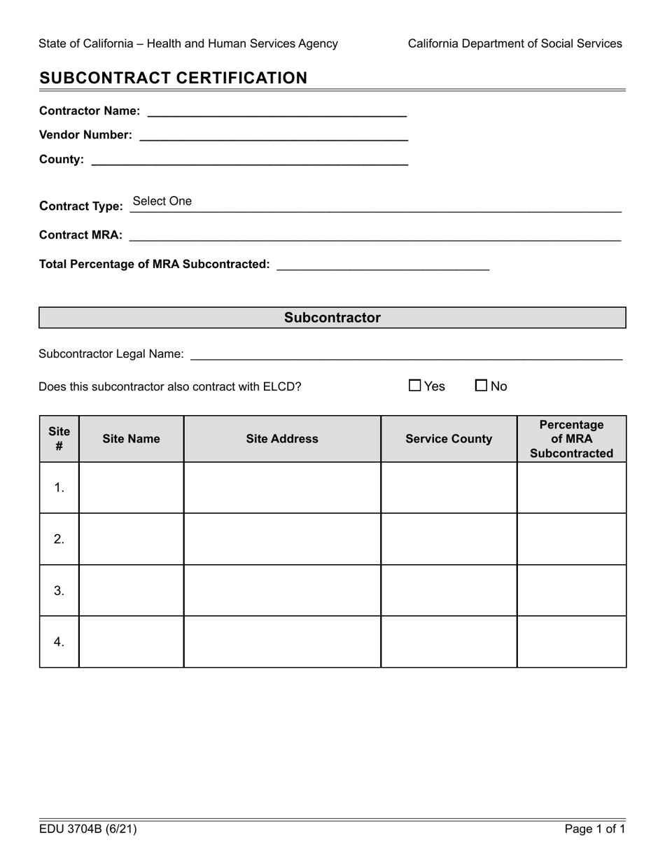 Form EDU3704B - Fill Out, Sign Online and Download Fillable PDF ...
