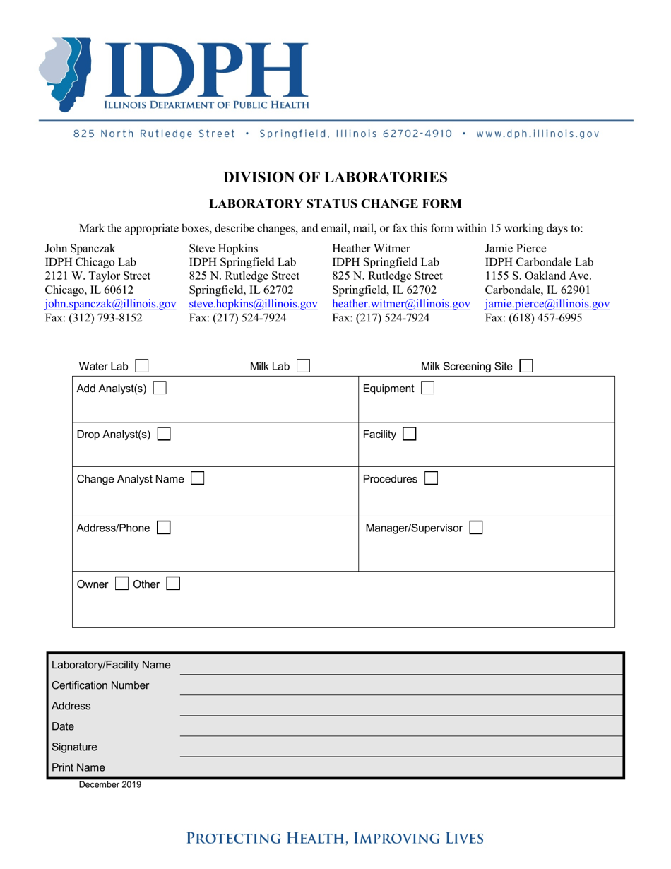 Illinois Laboratory Status Change Form - Fill Out, Sign Online and Download PDF | Templateroller