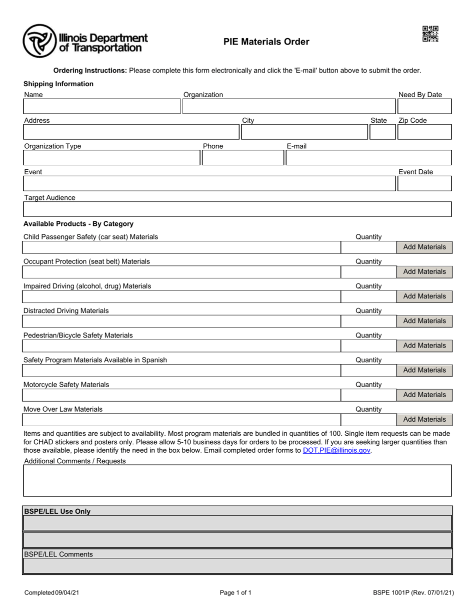 Form BSPE1001P - Fill Out, Sign Online and Download Fillable PDF ...
