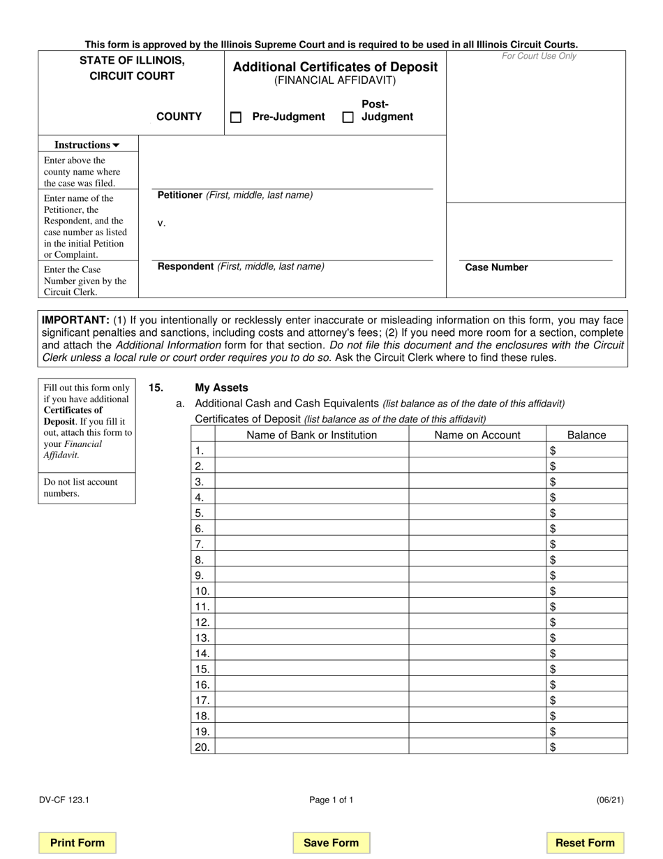 Form DV-CF123.1 - Fill Out, Sign Online and Download Fillable PDF ...