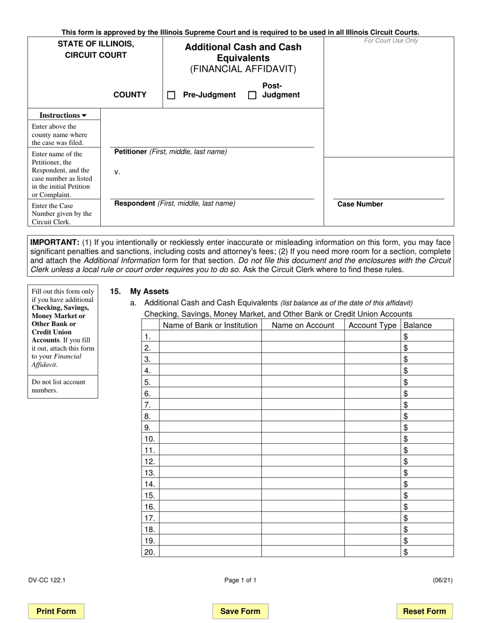 Form DV-CC122.1 - Fill Out, Sign Online and Download Fillable PDF ...