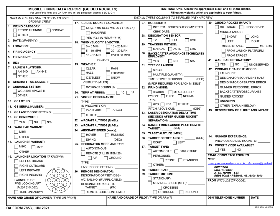 DA Form 7853 - Fill Out, Sign Online and Download Fillable PDF ...