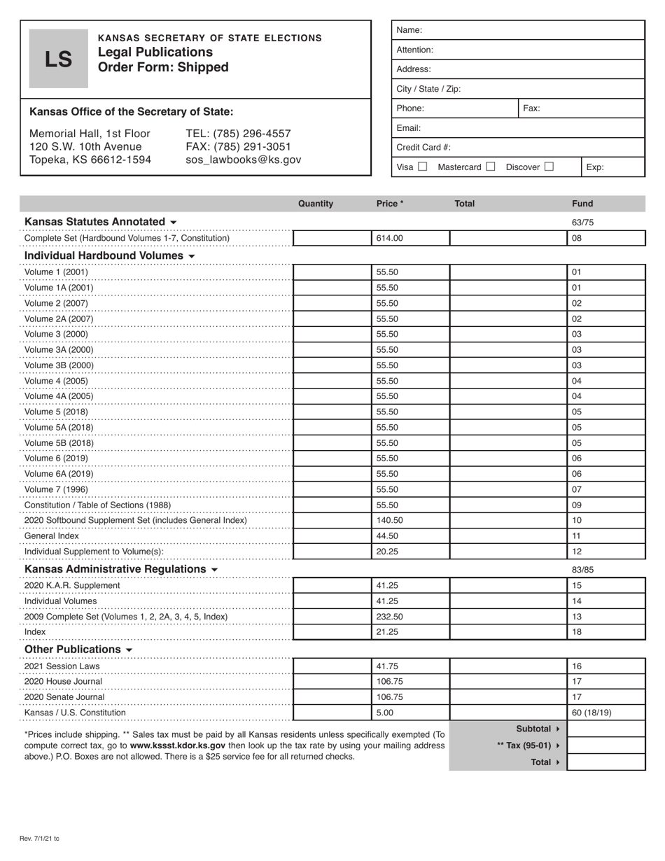 Form LS Download Printable PDF or Fill Online Legal Publications Order ...