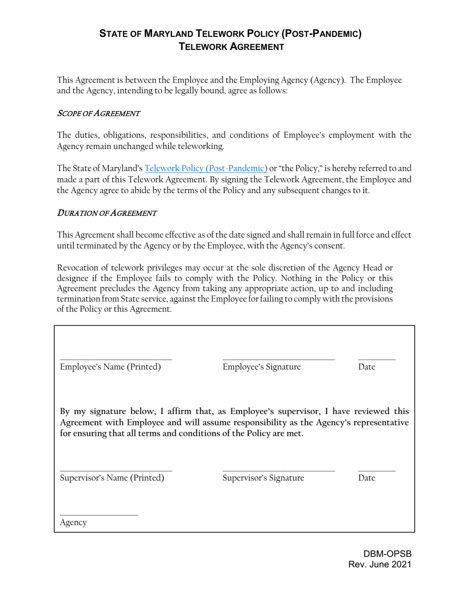 Form DBM-OPSB - Fill Out, Sign Online and Download Printable PDF, Maryland | Templateroller