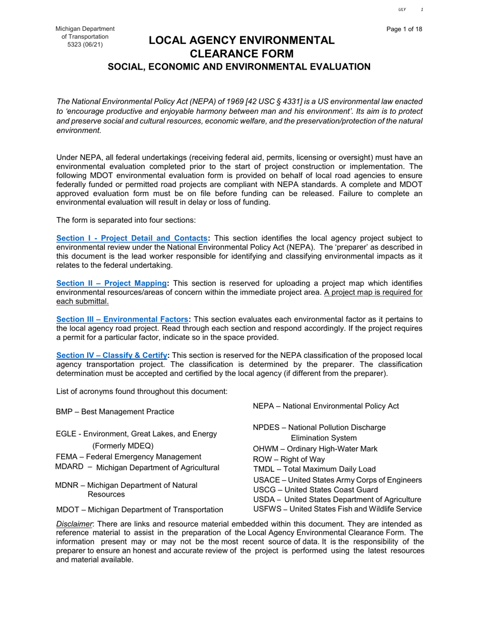 Form MDOT5323 - Fill Out, Sign Online and Download Fillable PDF ...